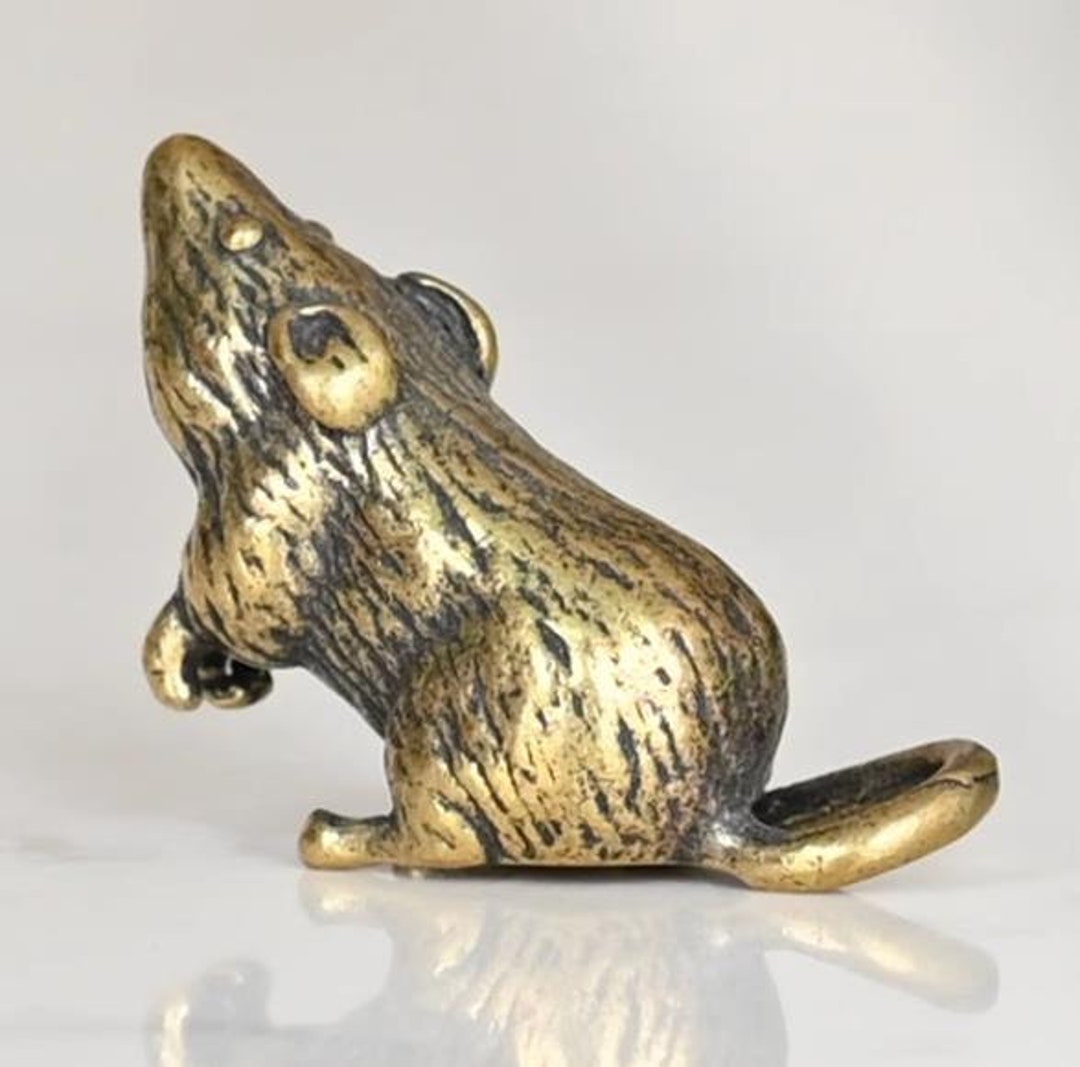 Chinese Handmade Carved Brass Mouse Statue Ornaments, Zodiac Tea Pets ...