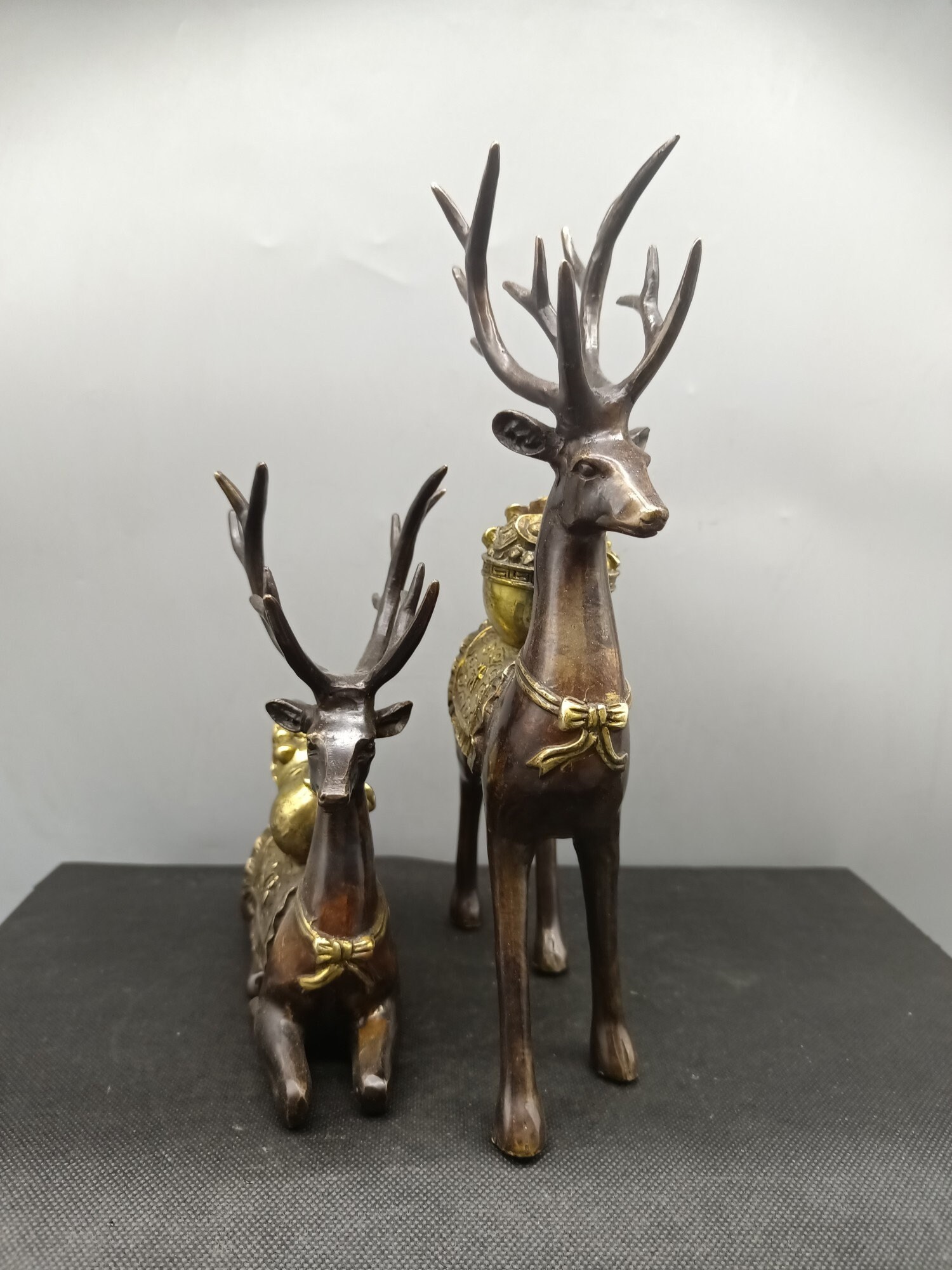 Chinese Handcarved Copper Deer a Pair Statues Ornament，home Decoration ...