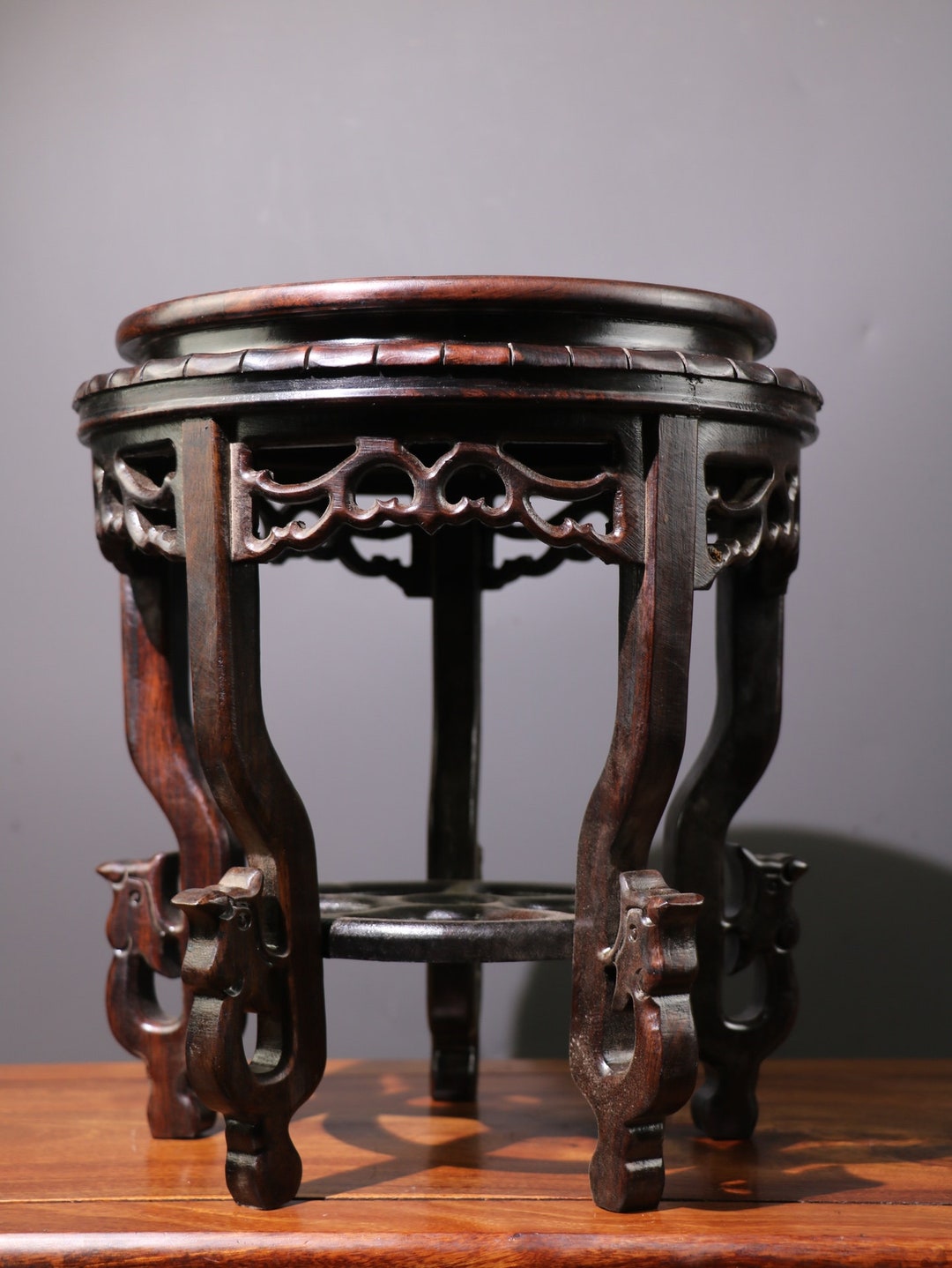 Handmade Sandalwood Phoenix Flower Table/flower Stand/vase Base/study ...