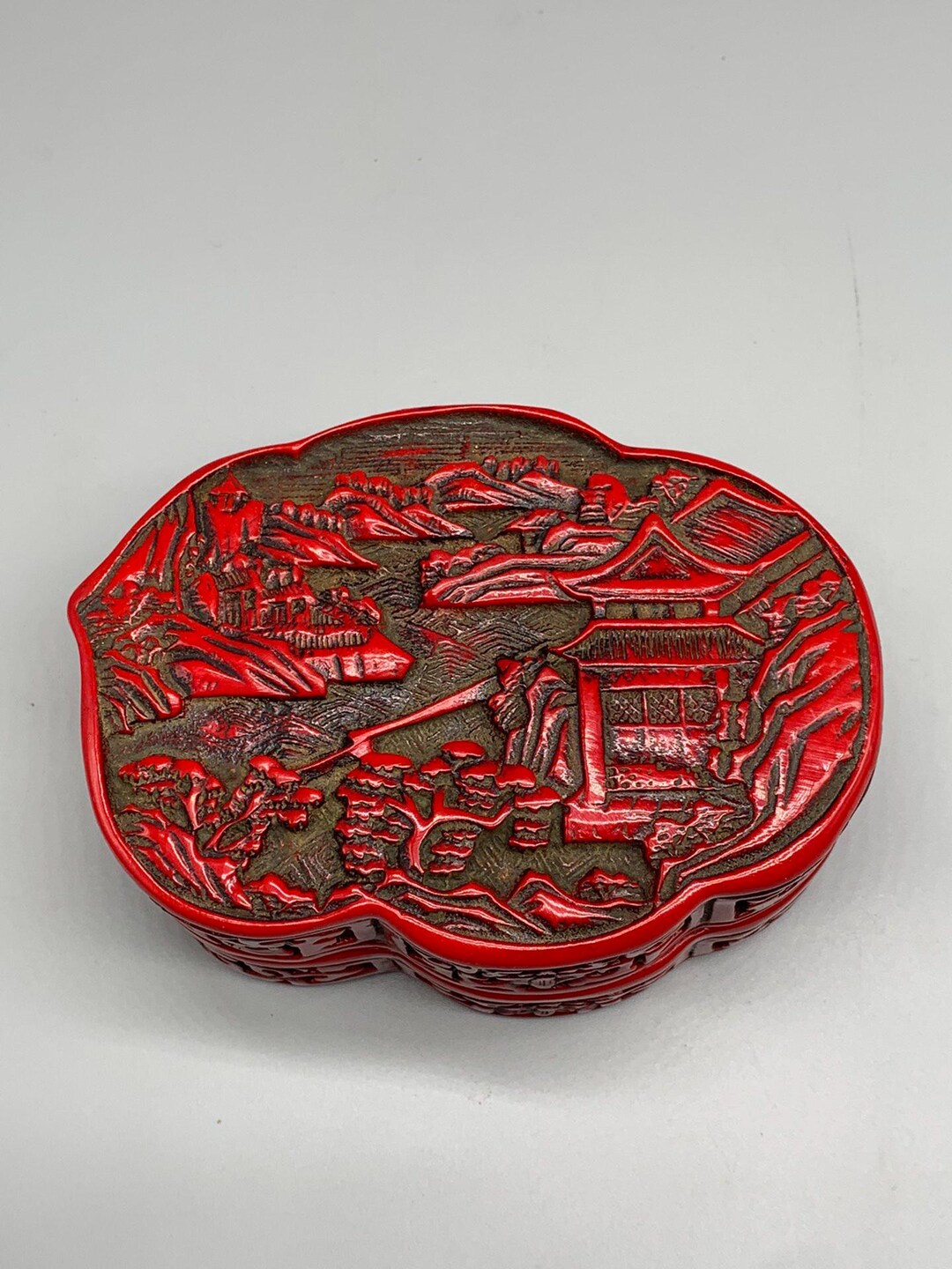 Chinese Handmade Carved Lacquerware Figure Pattern Box/jewelry Box ...