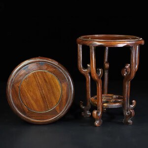 Chinese Collection of Rosewood Round Bases/flower Racks/flower Tables ...