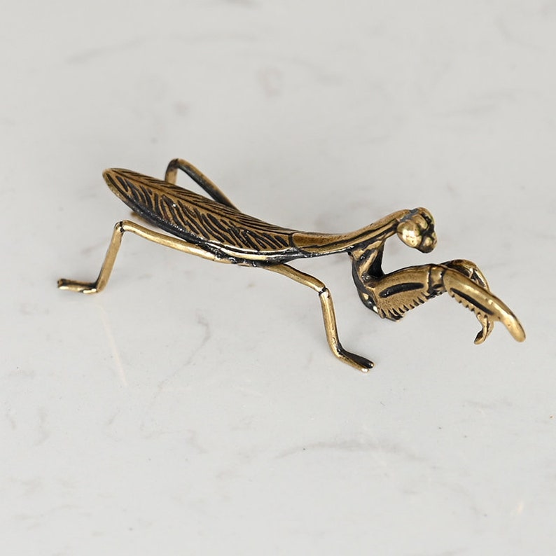 Vintage Brass Mantis Statue, Artwork,lifelike Mantis Figurine Ornaments ...