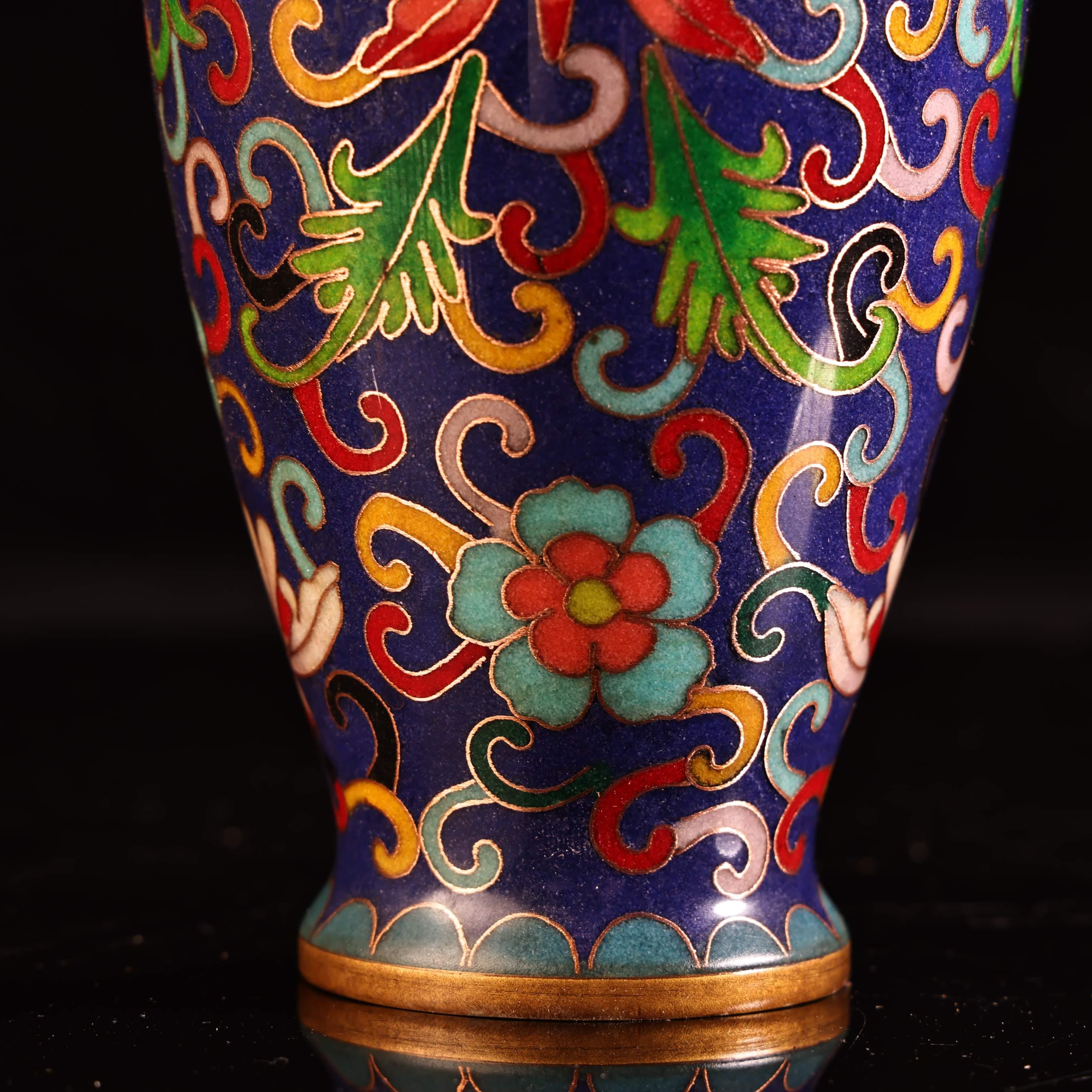 Chinese Antique Collection Handmade Carved Copper Cloisonn é Flower and ...