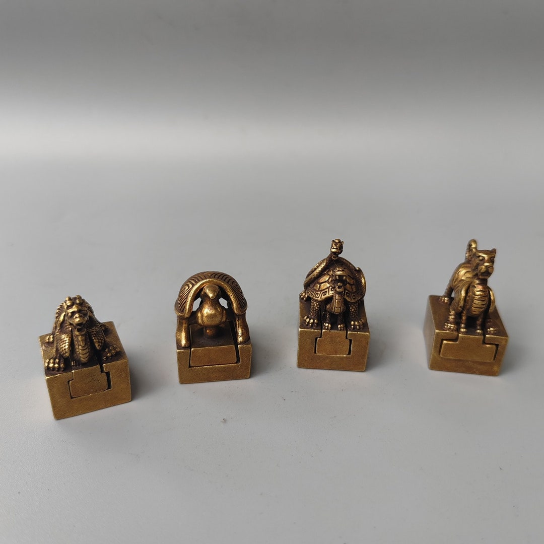 Bronze Rare Statue Seal a Set , Furniture Decoration, Hand Carved ...