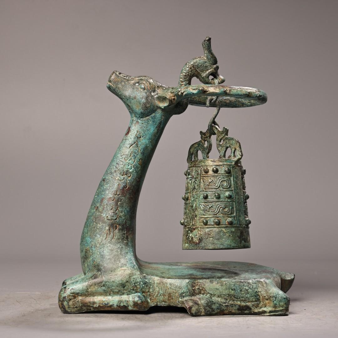 Chinese Collection of Pure Copper Deer Statues, Bell Ornaments ...