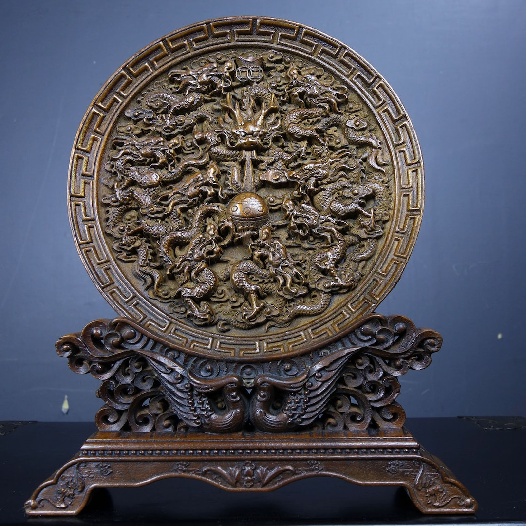Chinese Handmade Carved Solid Wood Dragon Pattern Screen Decoration ...