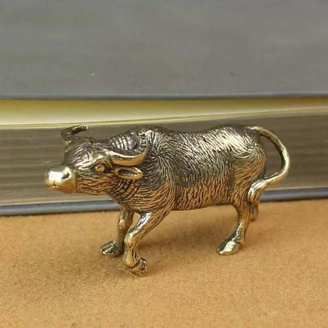 Chinese Handcrafted Solid Brass Buffalo Statue Decoration, Chinese ...