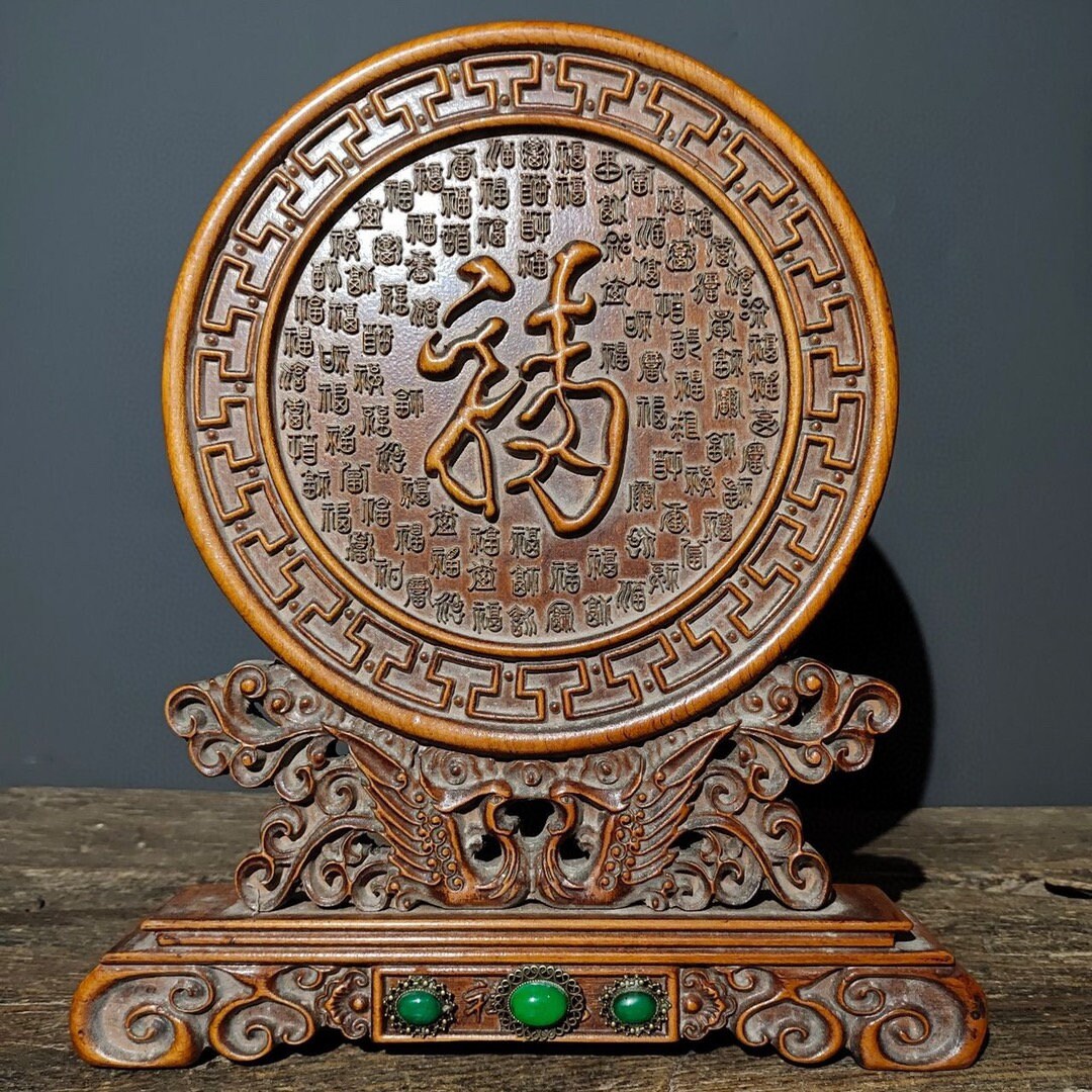 Chinese Handmade Carved Boxwood Baifu Screen Decoration, Rare Desktop ...