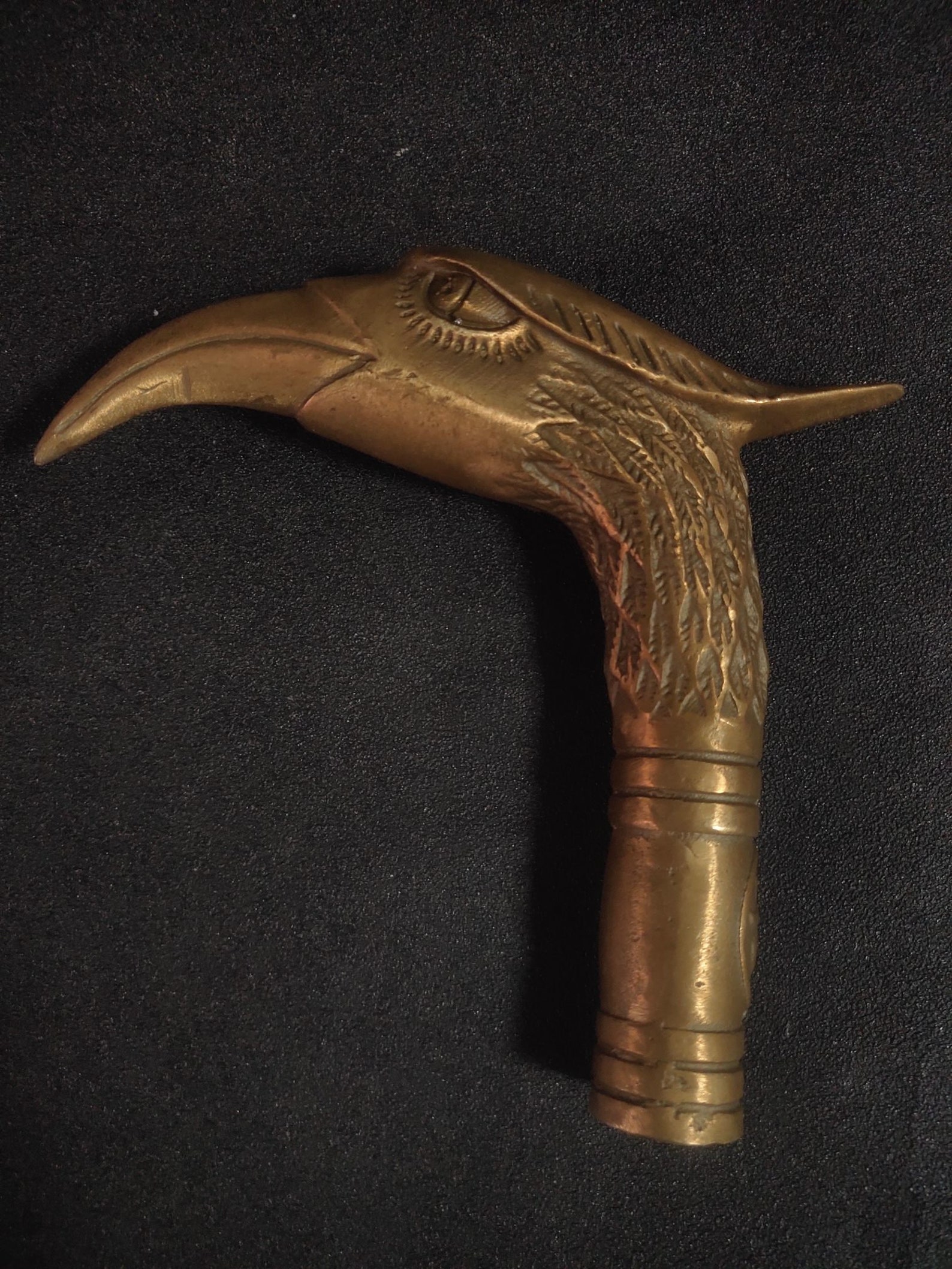 Chinese Hand Carved Copper Eagle Head and Crutch Head, Exquisite ...