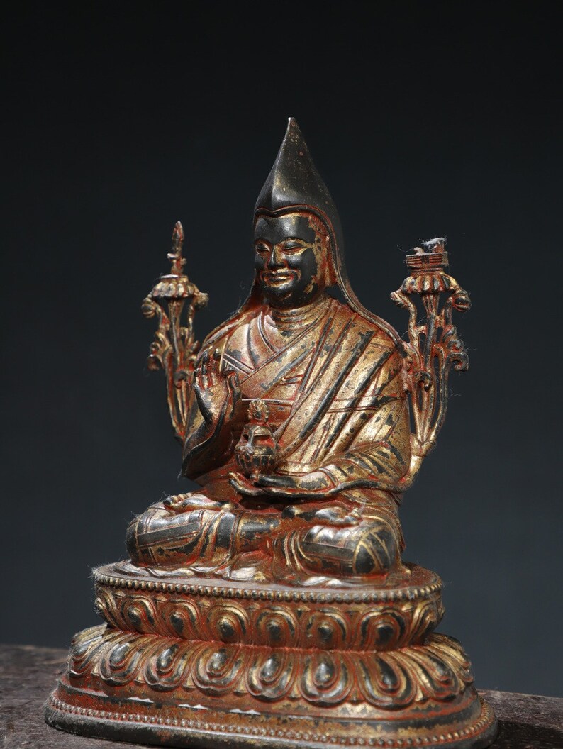 Chinese Antique Handmade Carved Copper Buddha Statue Ornament, Unique ...