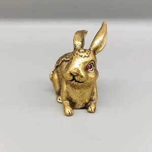 Pure Copper Chinese Zodiac Rabbit Statue a Pair Ornaments Home Living ...