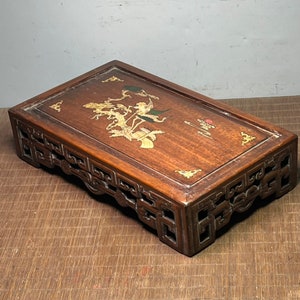Chinese Hand Carved Rosewood Flower and Bird Pattern Base/tea Table ...