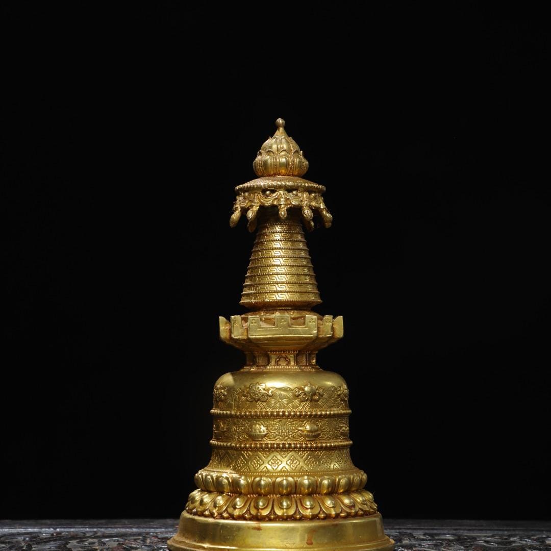 Handcarved Copper Gilded Pagoda Ornaments,unique Shapes, Collected in ...