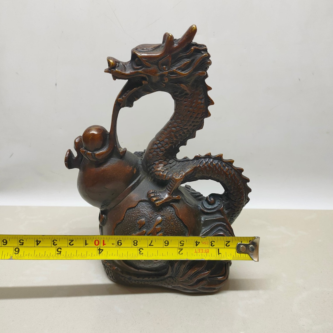 Chinese Antique Handmade Carved Copper Gourds and Dragon Sculptures ...