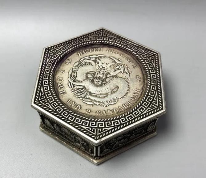 Chinese Handmade Tibetan Silver Double Sided Ink Box，ink Cartridge ...