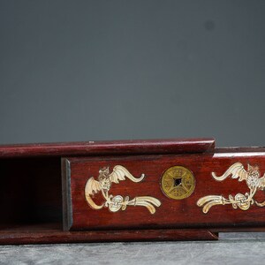 Chinese Handmade Carved Natural Sandalwood Bat Pattern Jewelry Box ...