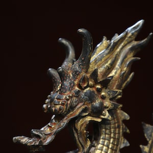 Handmade Carved Bronze Dragon Statue Ornaments, Chinese Antiques ...