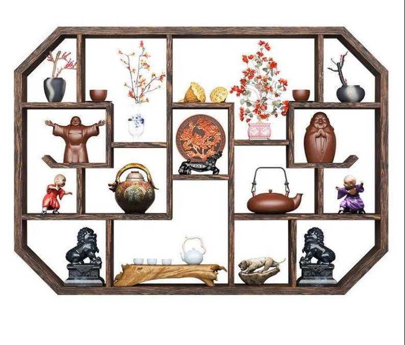 Chinese Handmade Wall Mounted Storage Rack,storage Tea Set Holder ...