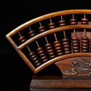 Chinese Handmade Carved Rosewood Fan-shaped Abacus Ornaments, Furniture ...