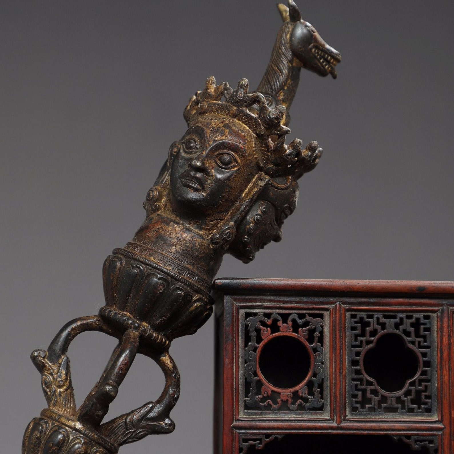 Chinese Antique Handmade Carved Copper Horse Head Ornaments for ...