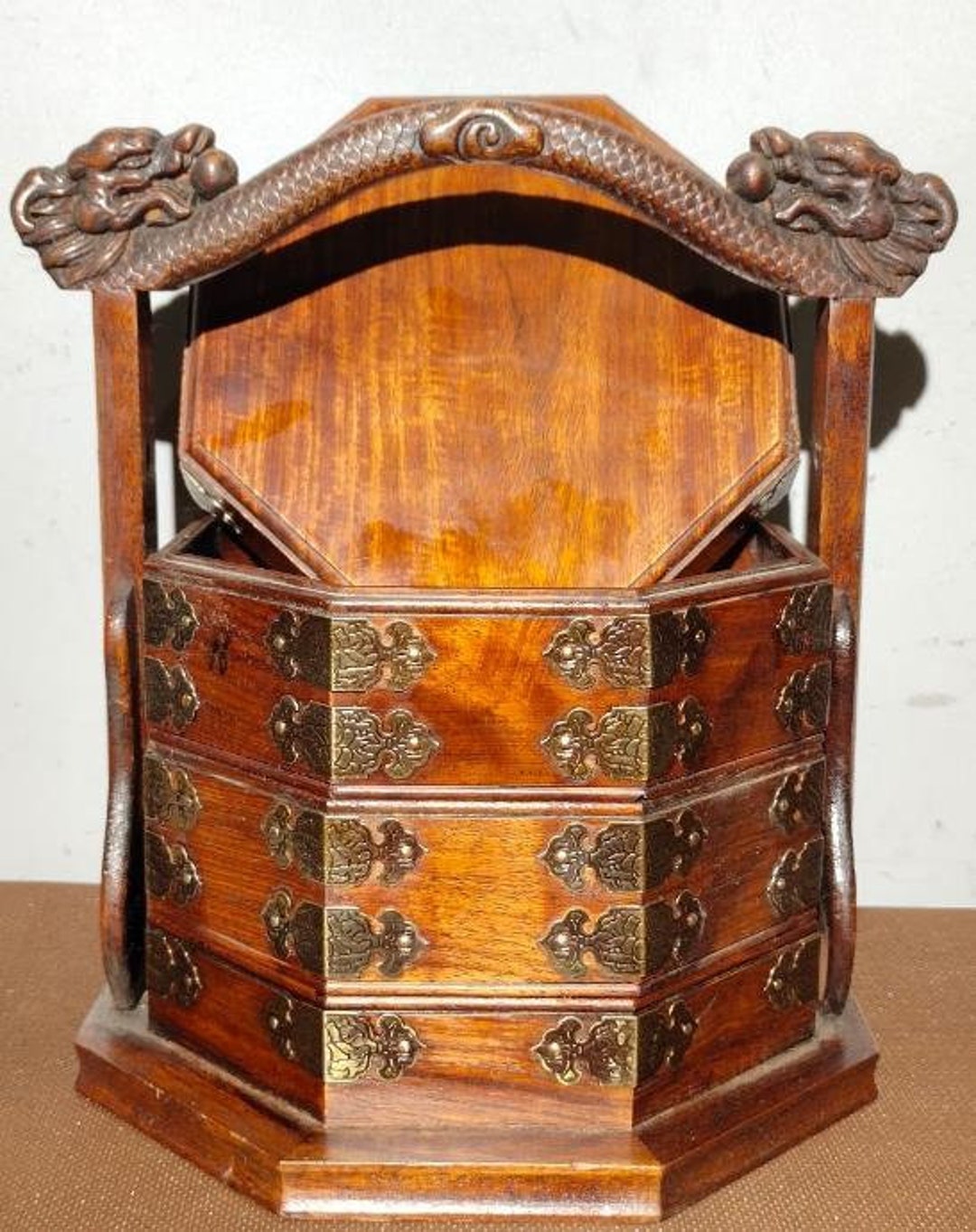 Chinese Antique Natural Rosewood Three-layer Food Box/dried Fruit ...
