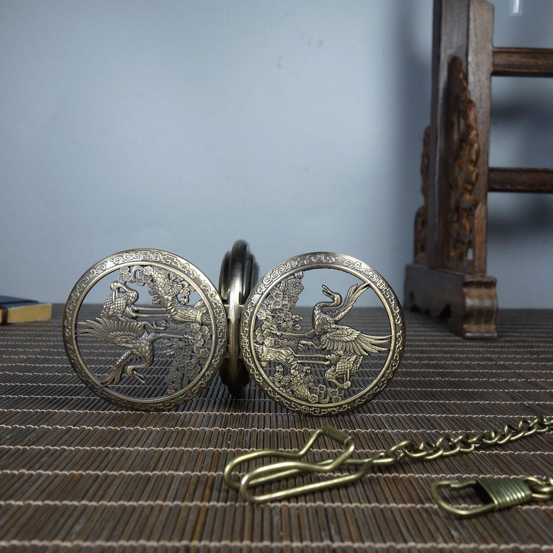 Chinese Collection of Hand Carved Copper Flower Patterned Clocks ...