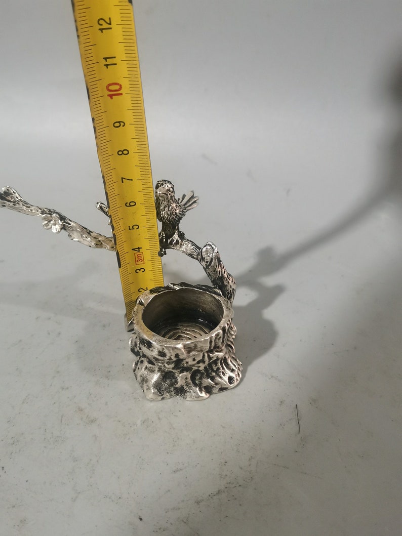 Chinese Handcrafted Tibetan Silver Tree Branches and Bird Pen Washes ...