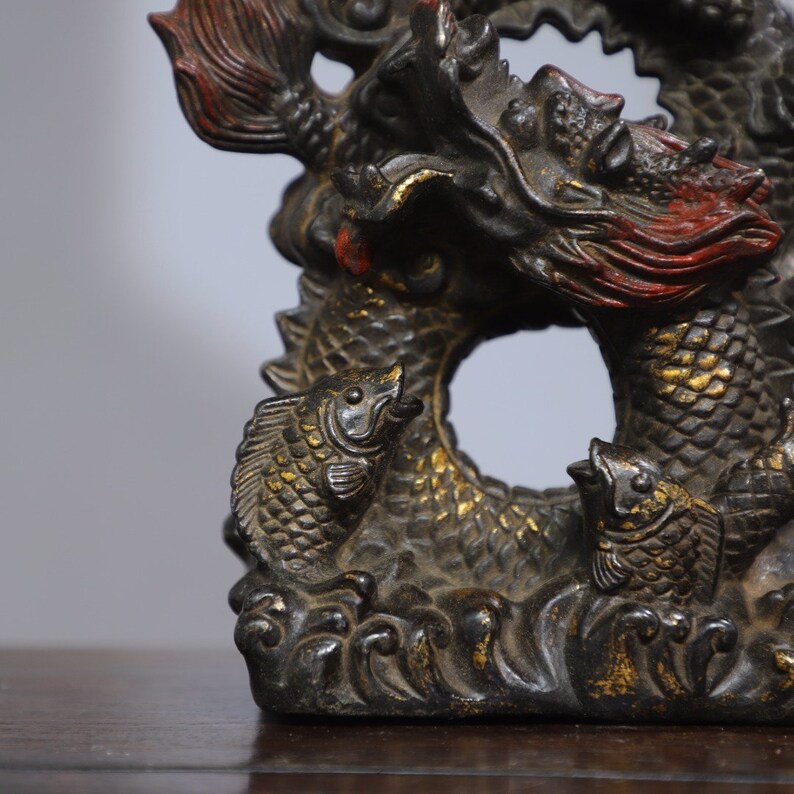 Chinese Handcarved Copper Dragon Fish Statue，rare Statues，home ...
