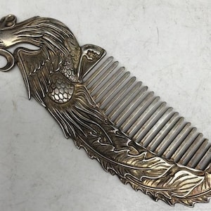 Chinese Antiques Handmade Tibetan Silver Comb, Phoenix Comb ...
