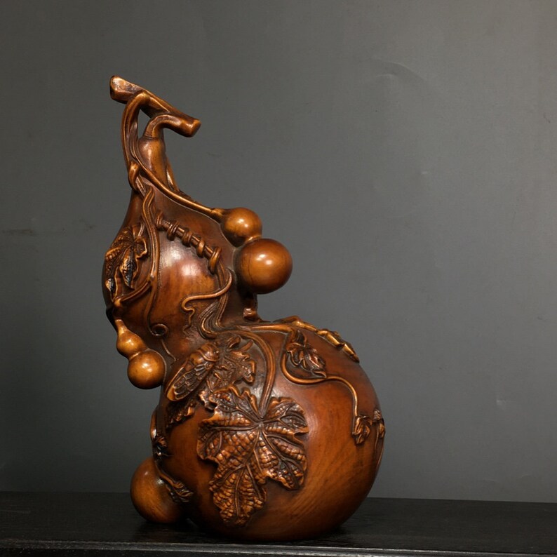 Chinese Collection of Handmade Carved Boxwood Gourd Statue Ornaments ...
