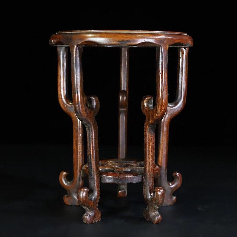 Chinese Collection of Rosewood Round Bases/flower Racks/flower Tables ...