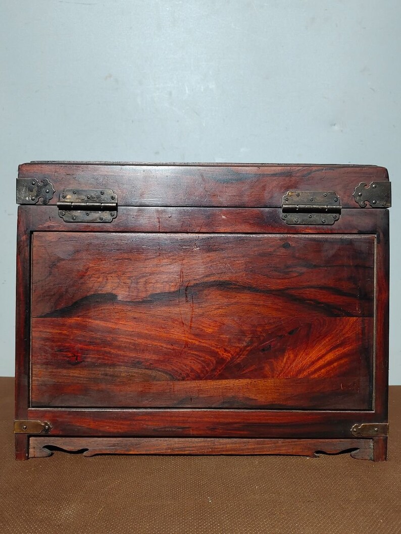Chinese Handmade Carved Rosewood Jewelry Box/dowry Box, Rare Desktop ...