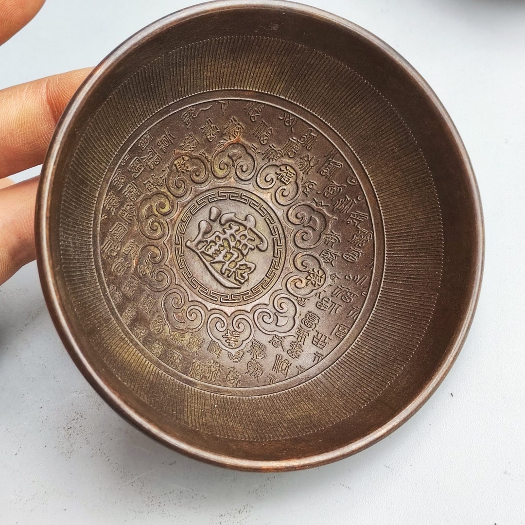 Chinese Handcarved Baifu Copper Bowl，home Decoration，worth Collecting ...