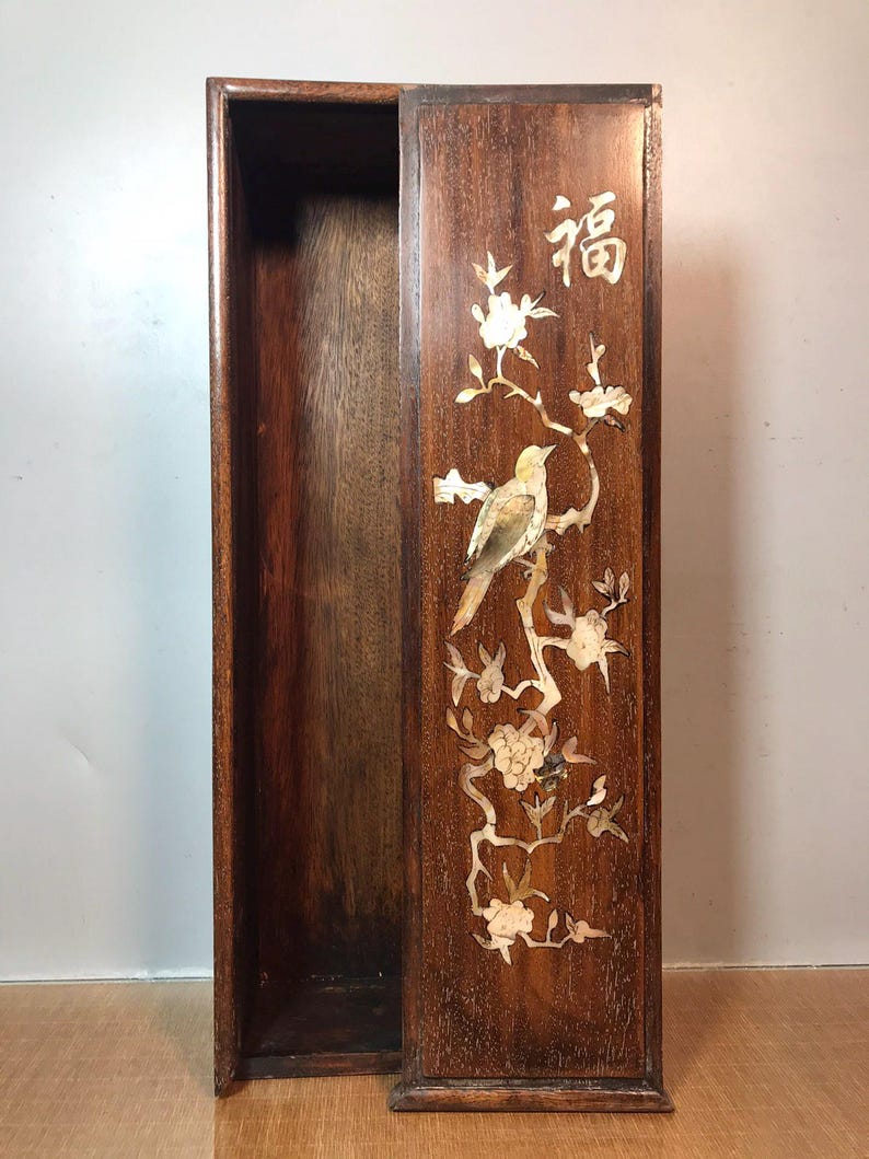 Chinese Collection Handmade Carved Rosewood Flower and Bird Pull-out ...