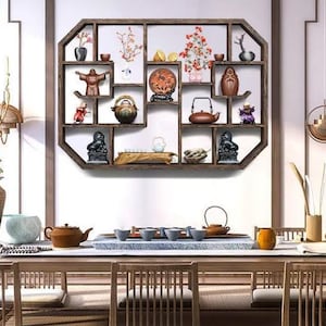 Chinese Handmade Wall Mounted Storage Rack,storage Tea Set Holder ...