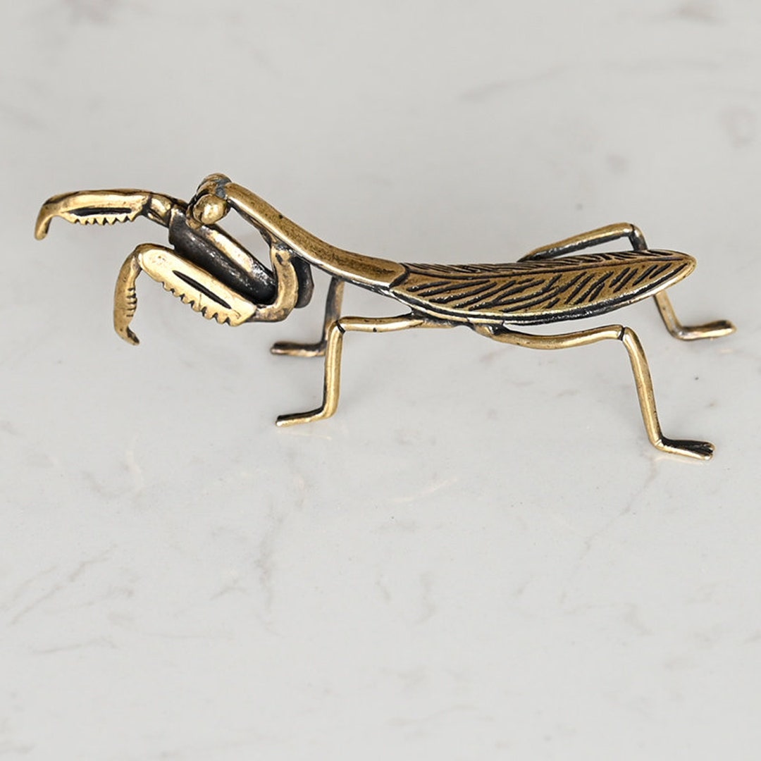 Vintage Brass Mantis Statue, Artwork,lifelike Mantis Figurine Ornaments ...