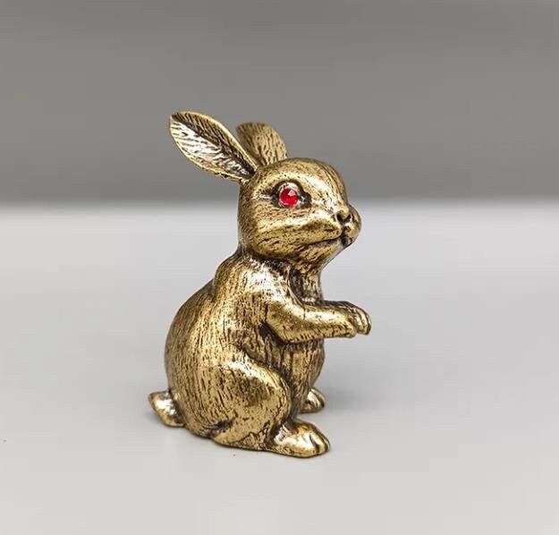 Pure Copper Chinese Zodiac Rabbit Statue a Pair Ornaments Home - Etsy