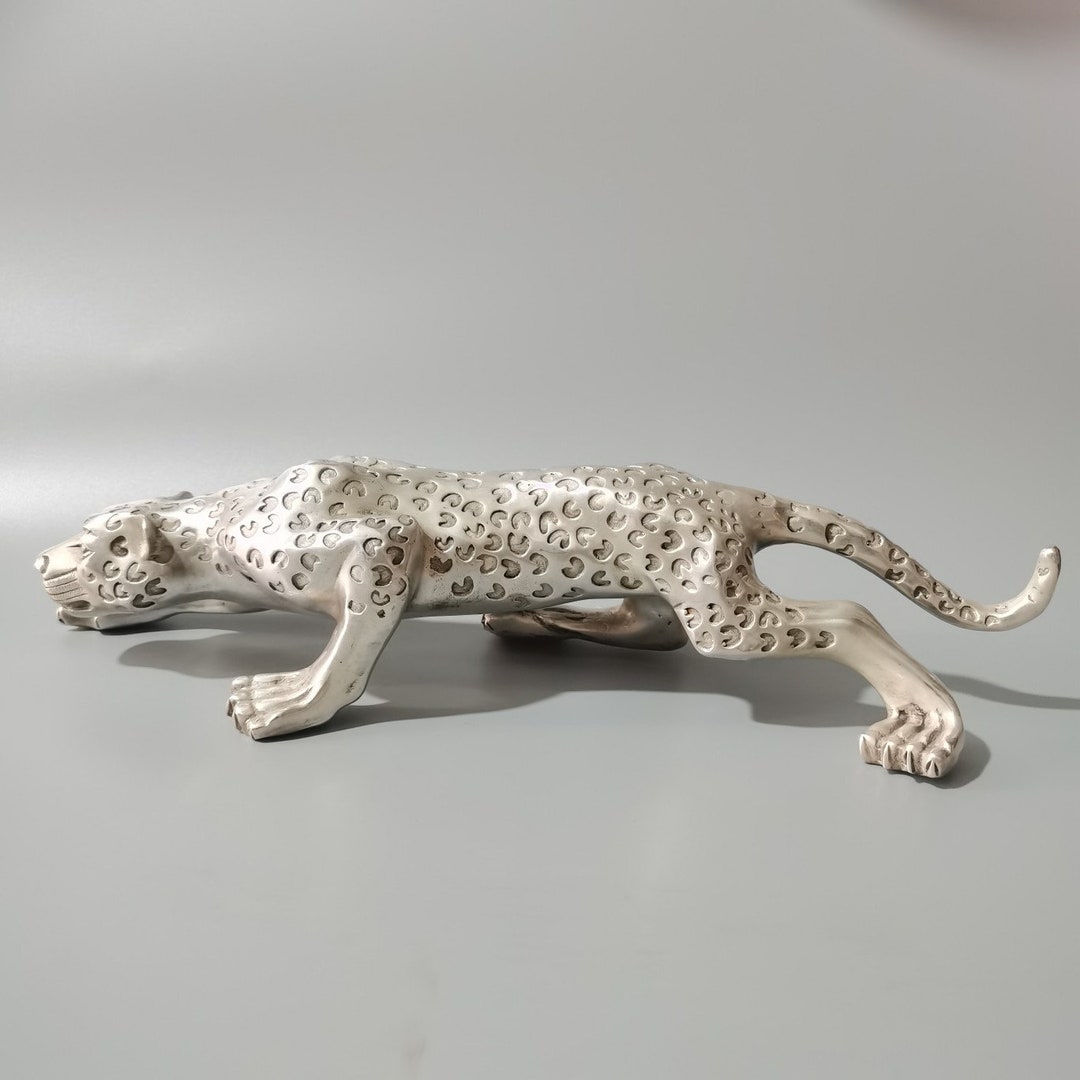 Tibetan Silver Leopard Statue Decorative Decorations,handcrafted ...