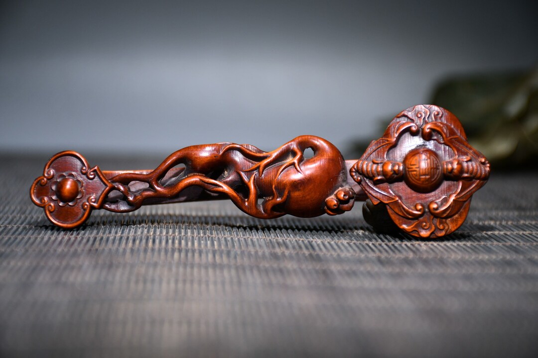 Handcarved Boxwood Ruyi Statue Ornament ,unique Patterns, Desktop ...