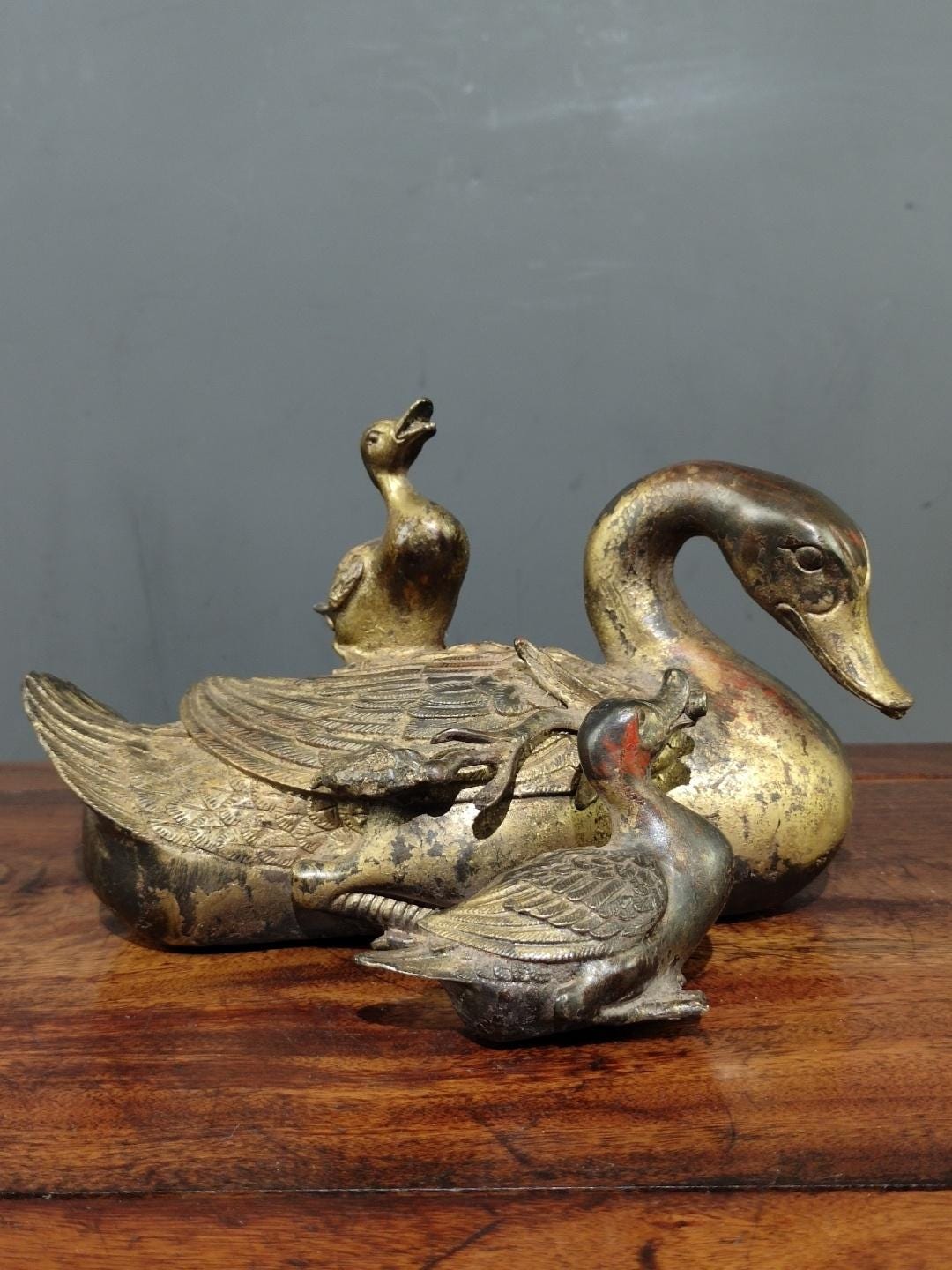 Handcarved Copper Duck Statue Ornament ,unique Shape, Collected in ...