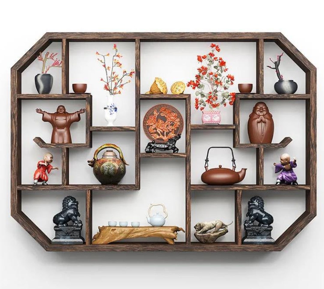 Chinese Handmade Wall Mounted Storage Rack,storage Tea Set Holder ...