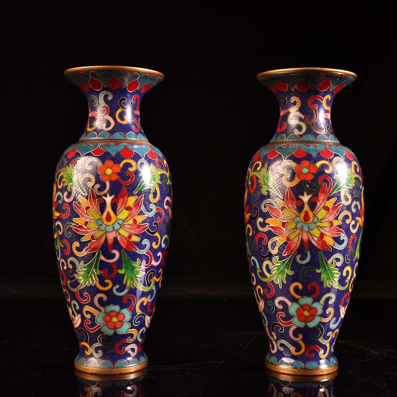 Chinese Antique Collection Handmade Carved Copper Cloisonn é Flower and ...