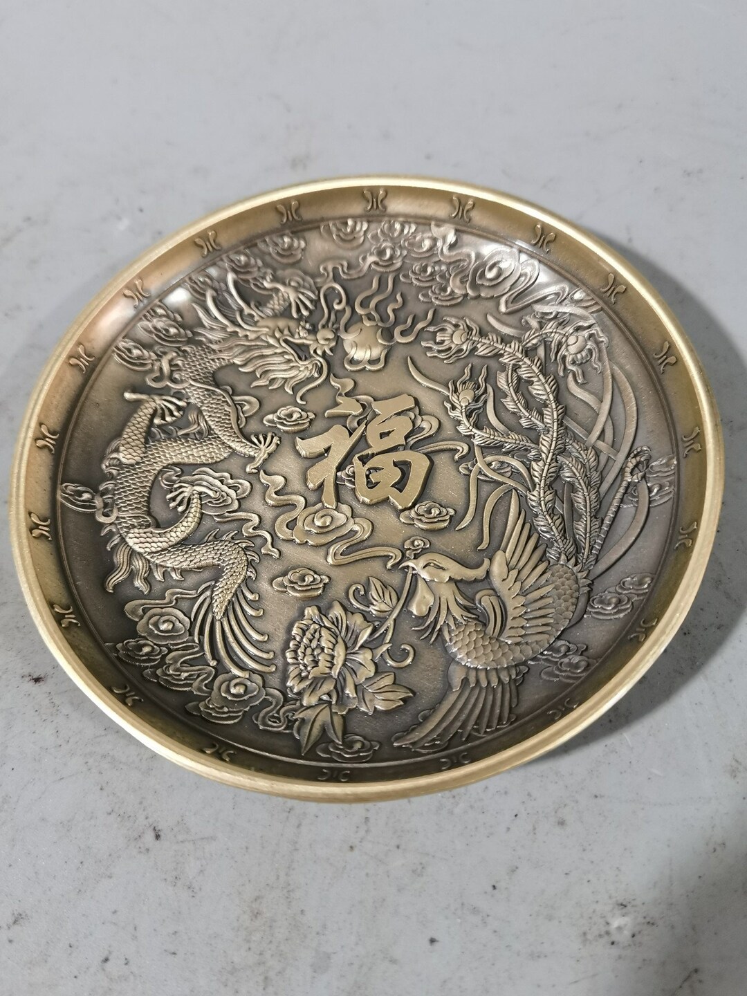 Handcarved Copper Dragon and Phoenix Plates,antique Plate Ornaments ...