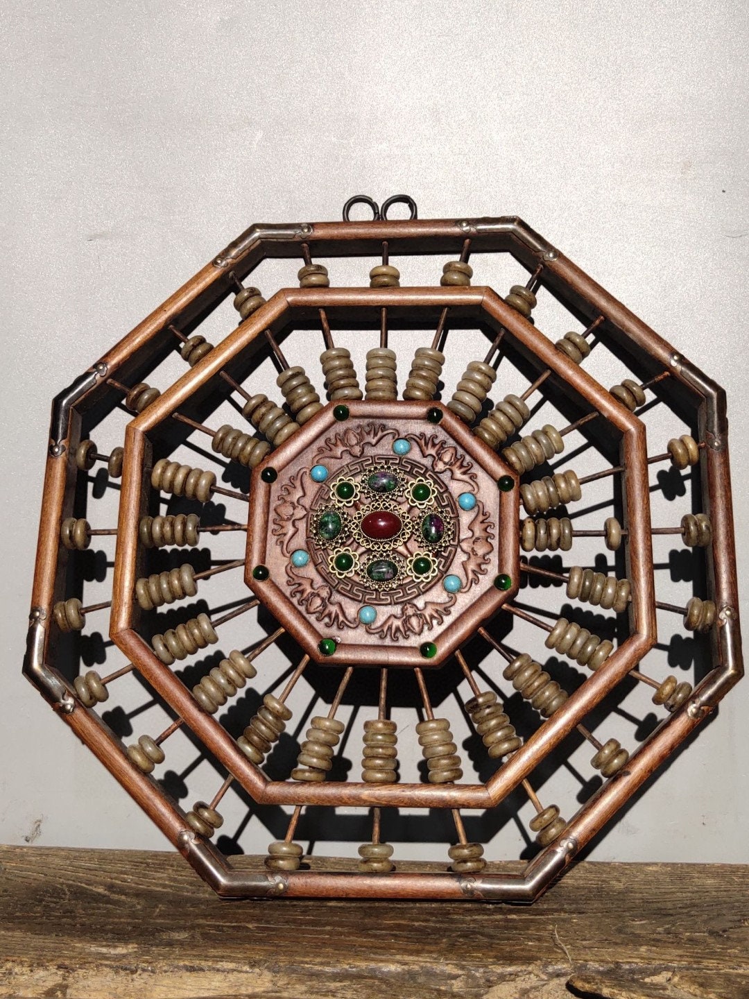 Rosewood Inlaid Gemstone Abacus Hanging Plaque/abacus Hanging Screen ...