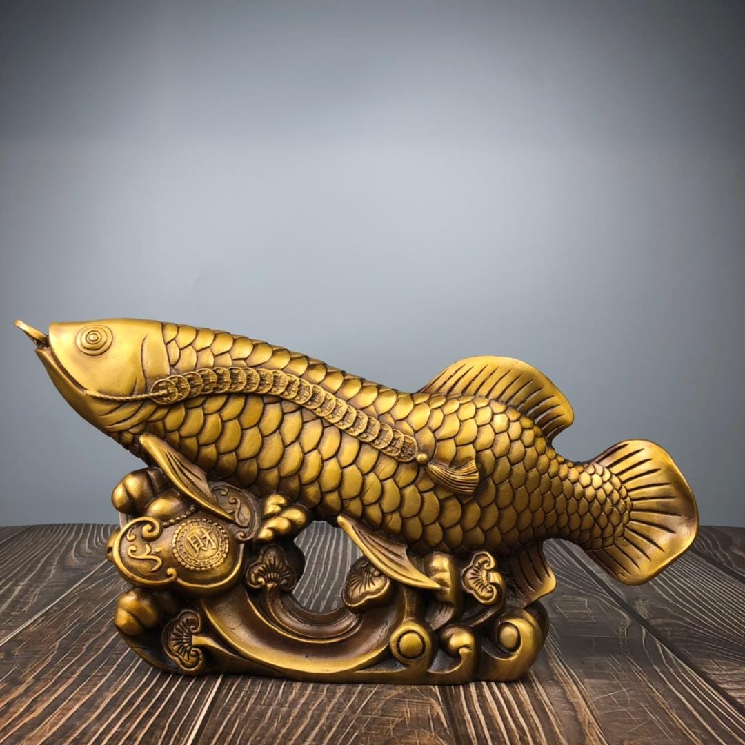 Copper Dragon Dragon Fish Statue Ornament,collected in China,exquisite ...