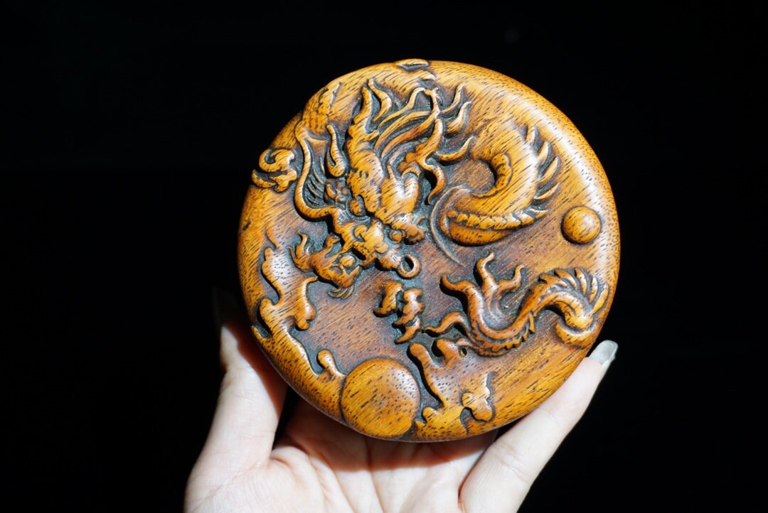 Rosewood Dragon Pattern Inkstone Decoration, Wooden Base，handmade in ...