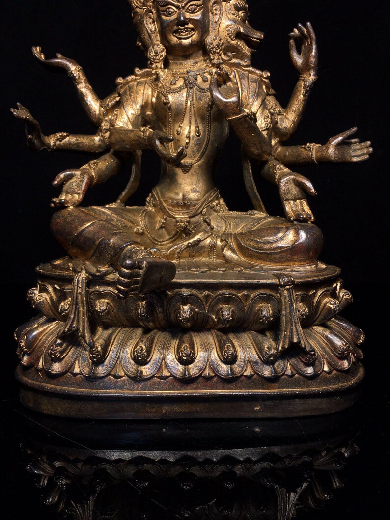 Chinese Collection of Handmade Carved Pure Copper Buddha Statues ...