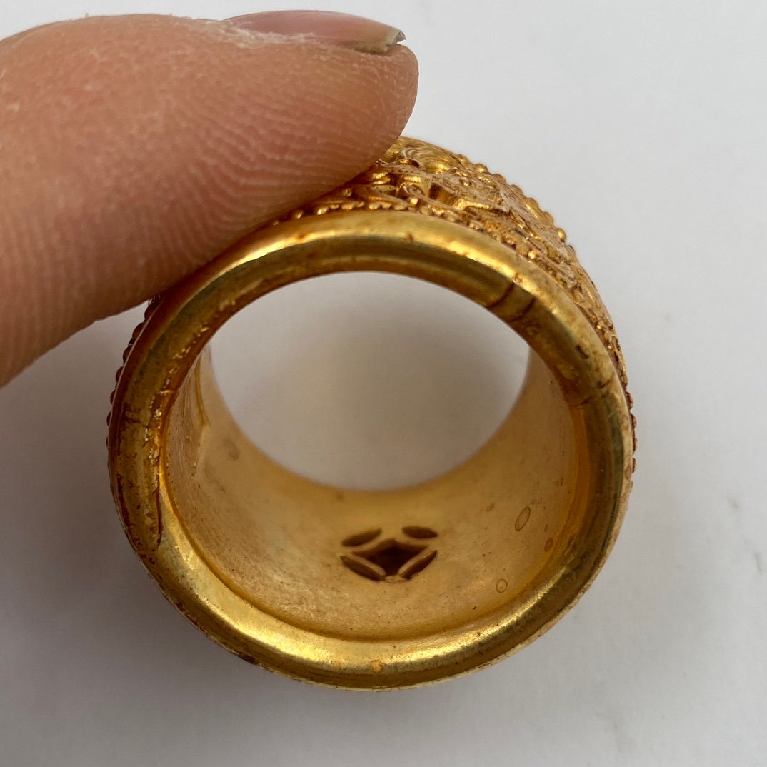 Handcarved Copper Gilded Rare Statue Ring, Rotatable, Wearable, Gift ...