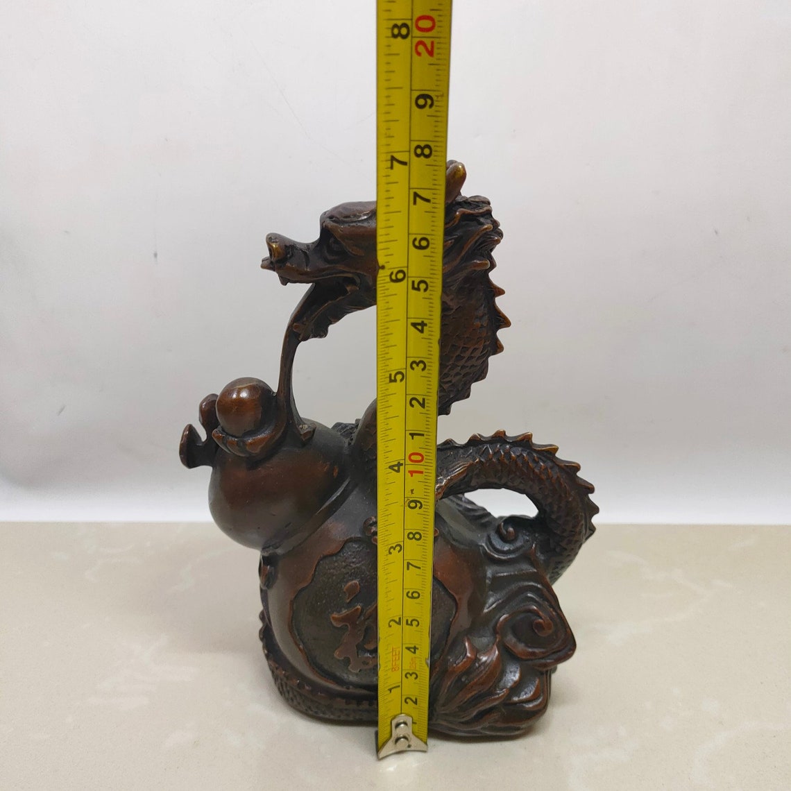 Chinese Antique Handmade Carved Copper Gourds and Dragon Sculptures ...