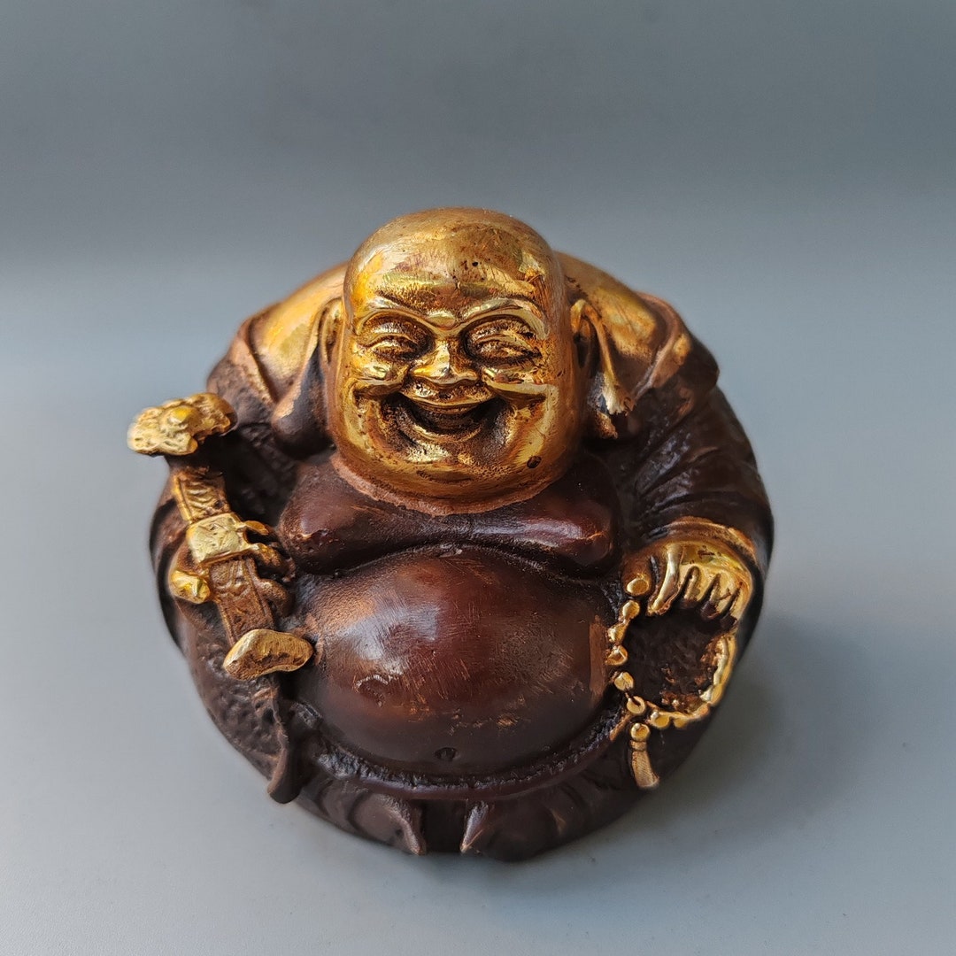 Hand Carved Copper Maitreya/baobao Buddha Sculpture Decoration ...